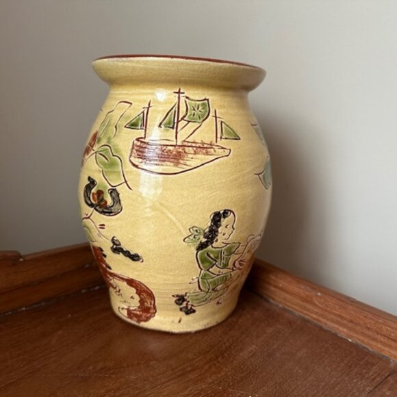 Accents | Vintage Sj Redware Pottery Vase | Poshmark